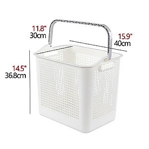 Minekkyes Set of 4 Large Hampers for Laundry with Handles, Plastic Laundry Baskets Bin, Dirty Clothes Storage Bin, White