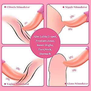 Clitoral Licking Tongue Vibrator, Vbrating Rose Sex Toy for Women, Clit & Nipple Stimulator with 10 Vibration, Female Adult Sex Toys, Dildo Realistic Soft Tongue: Pat, Lick