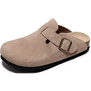 guoluofei Clogs for Women, Womens Clogs- Mules House Slipers with Arch Support and Adjustable Buckle Brown