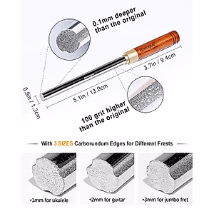 Baroque Fret Crowning Files Diamond, Guitar Fret Crown Dressing File, Fret Repairing Tools, Luthier Tools, Improved 3rd Generation, with 3 Sizes for Guitars, Ukuleles, Bass, Banjo, Mandolin