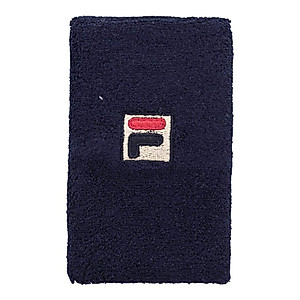 Fila Embroidered Logo Double-Wide Wristbands-Black