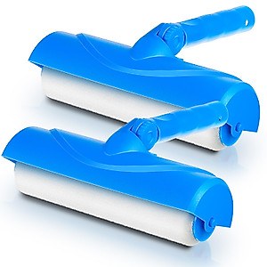 Lasnten 2 Pcs 10 Inch Ceiling Paint Roller with Shield Roller and Shield with Adjustable Head Ceiling Paint Roller No Drip Kit Roller Paint Brush for Painting Ceilings Walls Without Splatter