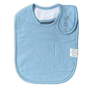 Isabeli Large Toddler Organic Cotton Bibs, Unisex 4-pack for Feeding, Drooling, Adjustable (Blues)