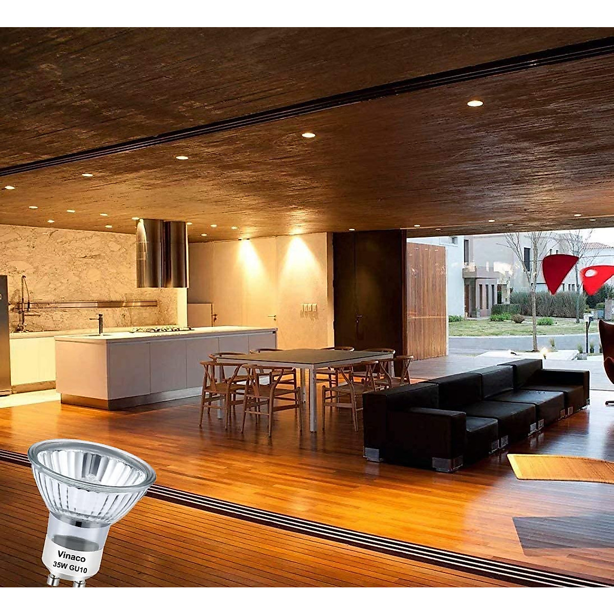 Vinaco GU10 Bulb, 6 Pack MR16 GU10 120V 35W Long Lasting, GU10 Halogen Bulb Warm White 2800K, 35W GU10 Dimmable with GU10 Base for Track Light Bulbs, Hood Light Bulbs. Halogen GU10+C 120V 35W