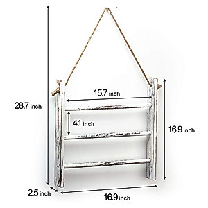 Ladder Hand Towel Rack for Bathroom, Blanket Ladders for The Living Room Hanging Blanket Ladder Rustic Decorative Ladder for Blankets Whitewashed Towel Ladder