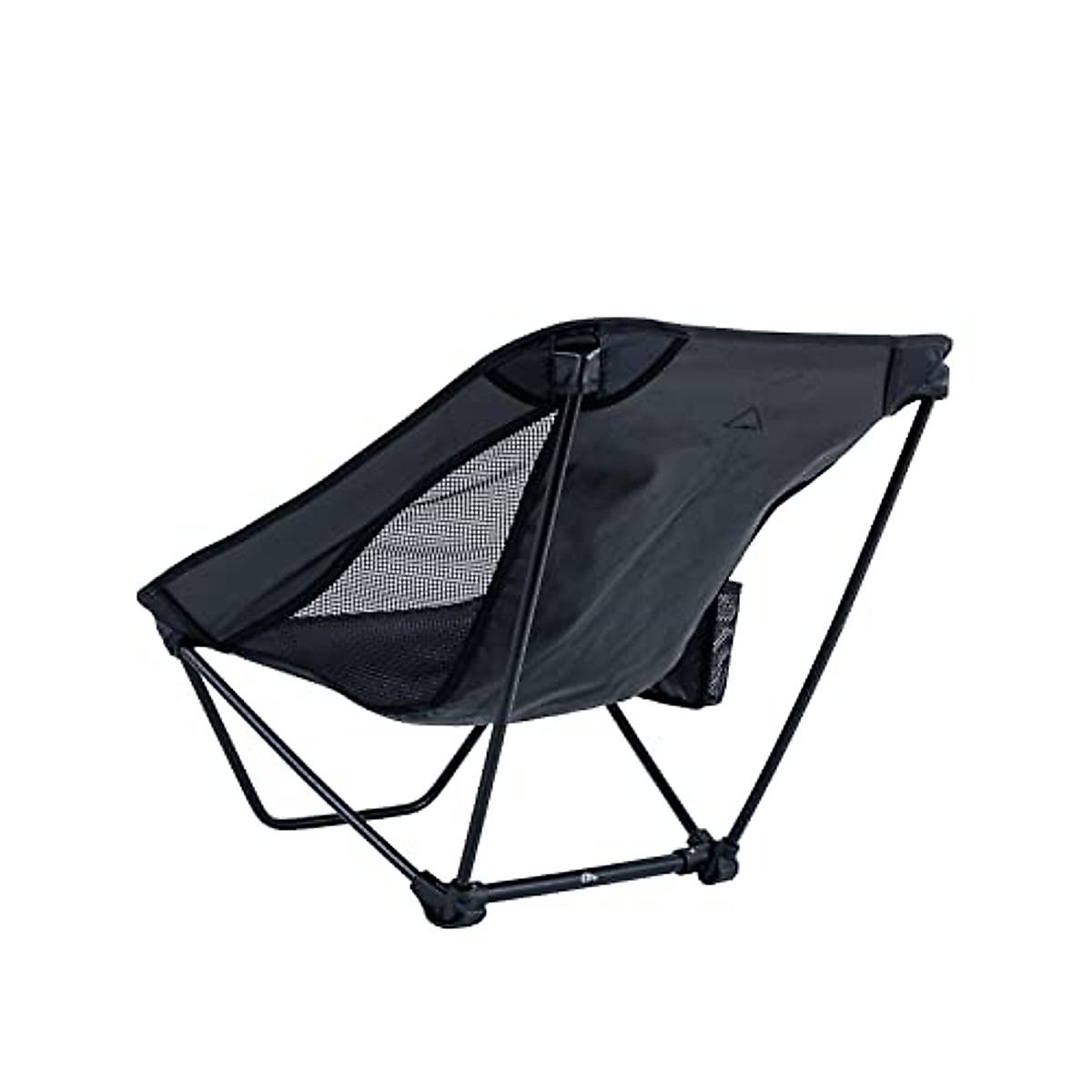 iClimb Low Ultralight Compact Camping Folding Chair with Side Pocket and Carry Bag (Black)