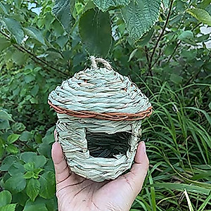 Rehomy Hanging Bird Houses Nest, 2pcs Reed Grass Hand Woven Bird Nesting Hanging Cage Grass Bird Hut Shelter for Parrot, Cockatiel, Parakeet, Canary, Finch Bird, Hummingbird, Dove, Budgie
