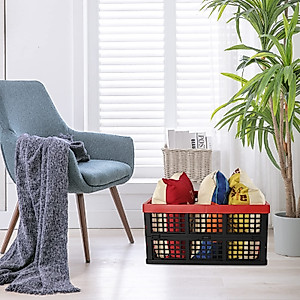 Ramddy 34 Quart Collapsible Storage Crate, Plastic Folding Basket Container Bins, 4 Pack