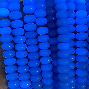 [ABCgems] Glow in Dark Mexican Blue Aragonite AKA Cave Calcite (Extremely Rare- Exquisite Color) 8mm Smooth Rondelle Beads for Beading & Jewelry Making