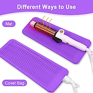 Shappy 2 Pieces Flat Iron Case Heat Resistant Travel Bag Curling Iron Case and Holder Neoprene Straightener Holder and Silicone Hot Tools Flat Iron Travel Bag(Starry Sky)