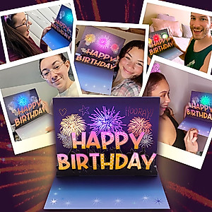100 Greetings LIGHTS & SOUND 'Fireworks & Cheering' Birthday Pop Up Card - Happy Birthday Card for Wife, Husband, Him, Her, Women & Men – Pop Up Birthday Greeting Cards - 1 Card Only