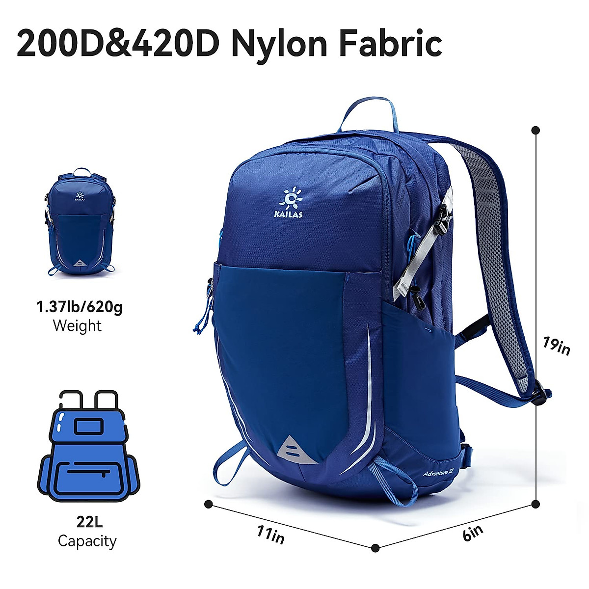 KAILAS 22L Hiking Daypack Lightweight Backpack for Women/Men Waterproof Camping Travel Outdoor Backpack