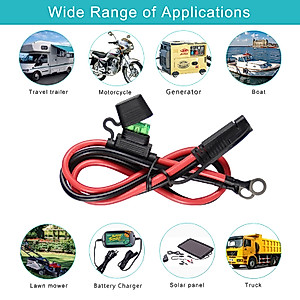 [5 Pack] 2FT SAE to O Ring Terminal Harness 10AWG - Eyelet O-Ring Terminal 10Gauge Harness with 30A Fuse,Battery Trickle Charger Cable for Motorcycle,SAE Quick Connect/Disconnect Charging Cord