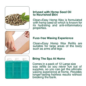 Clean + Easy Roll-On Refill for Large Cartridge, Depilatory Soothing Wax for Leg and Arm Hair Removal, Simple & Easy to Use