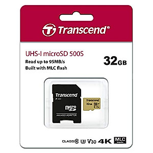 Transcend 32GB microSDXC/SDHC 500S Memory Card TS32GUSD500S