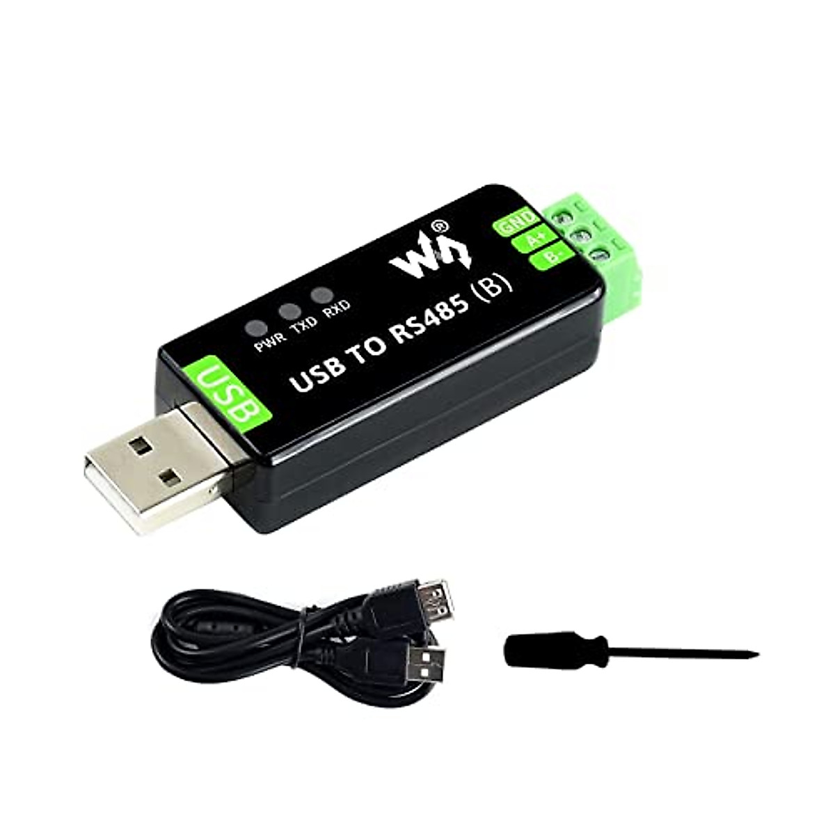 Industrial USB to RS485 Converter Adapter with Original CH343G and SP485EEN, Built-in Lightningproof Tube, Resettable Fuse, ESD and TVS Protection Circuits, up to 1.2km RS485 Transmission Distance