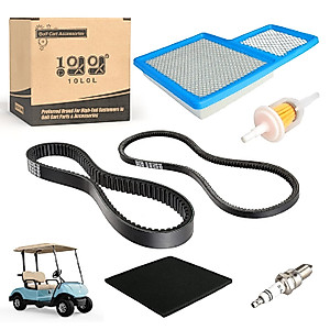10L0L Golf Cart Tune Up Kit with Starter Generator Belt & Drive Belt for Yamaha 1996-up G16 G19 G22 & 2012-up G29 Gas Model W/ 4 Cycle 301cc 357cc Engine Air Filter Pre Filter Fuel Filter Spark Plug