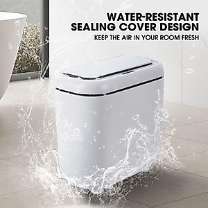 latafile 3.7 Gallon Smart Bathroom Trash Can, Touchless Motion Sensor Garbage Can with Lid, for Bathroom, Office, rv, Bedroom, Living Room, White 8661