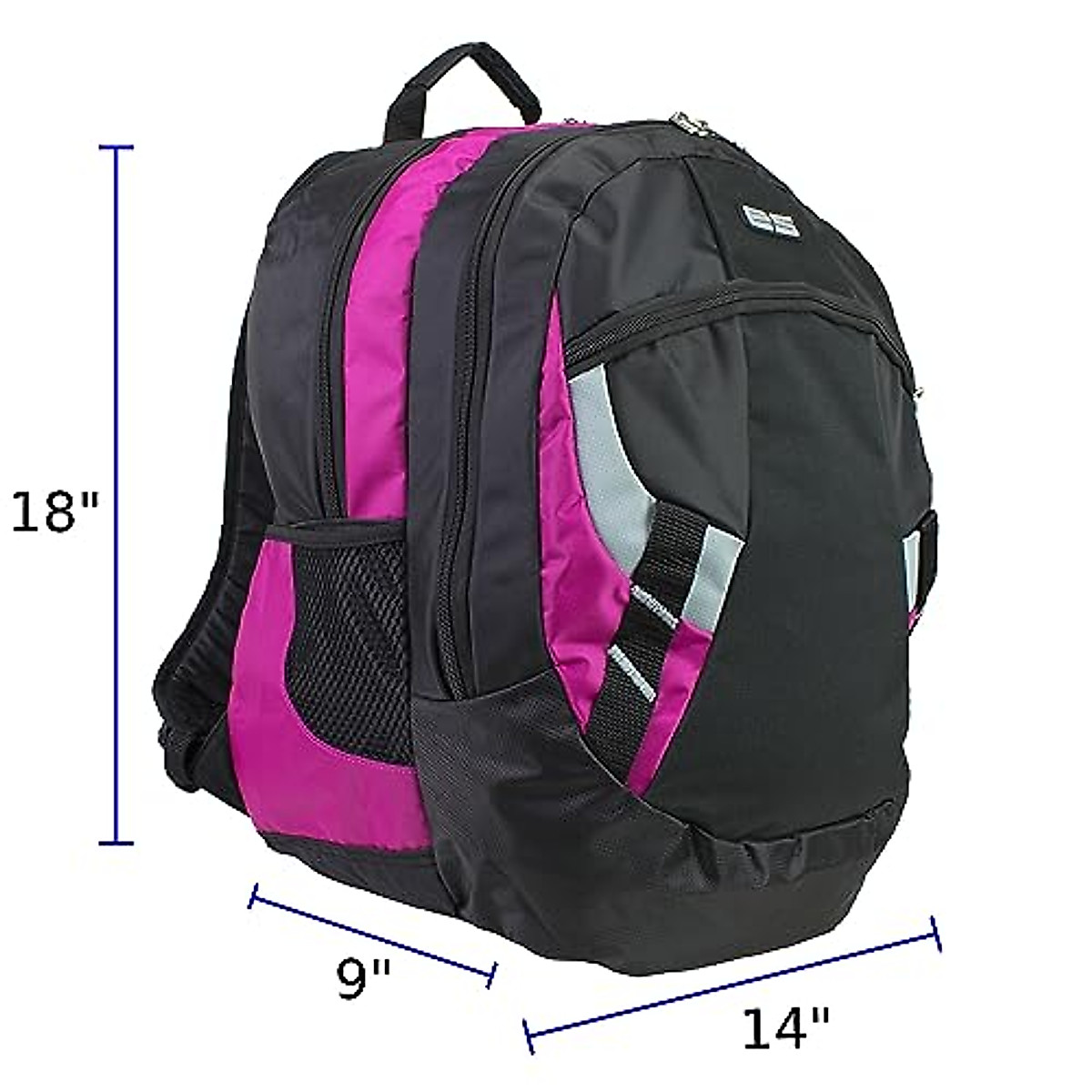 Eastsport Oversize Multifunctional Sports Backpack for Work, Travel, Outdoors - Black/Magento Pink