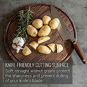 Made in USA Walnut Cutting Board by Virginia Boys Kitchens - Butcher Block made from Sustainable Hardwood (Round - 13.5)