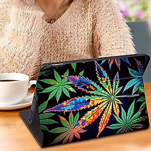 Rossy Case for Samsung Galaxy Tab A8 Case 10.5 inch 2022 Slim Lightweight PU Leather Adjustable Smart Stand Cover with Auto Wake/Sleep for Samsung Tab A8 2022 (SM-X200/X205/X207),Marijuana Leaf Weed