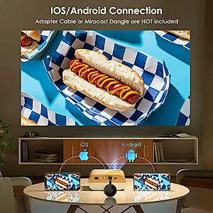 YOWHICK Mini Projector for iPhone, Native 1080P HD Projector, Portable Projector, Movie Projector Compatible with Android/iOS/Windows/TV Stick/HDMI/USB