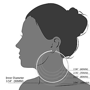 Huge Gold Hoop Earrings for Women - Plated Gold Stainless Steel Hooped Earrings for Women, 70-100mm Large Gold Hoop Earrings