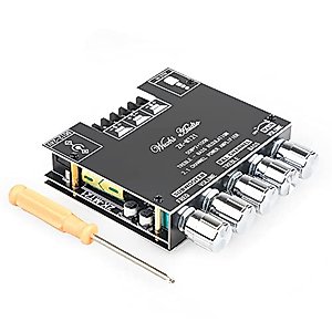 Bluetooth Power Amplifier Board with Subwoofer 2.1 Channel 50W×2+100W, 12V-24V Audio Power Amplifier Module with Treble and Bass Control for DIY Bluetooth Audio and Store Home Theater