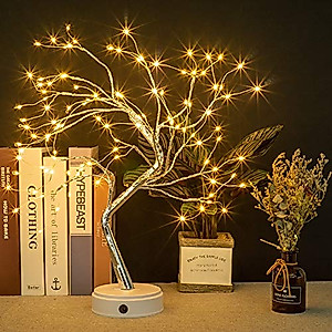 Lake Industries 20" LED Firefly Tree Lights | Bonsai - Bedroom, Desk Top, Table Lamp Decoration | USB/Battery Operated | Touch Switch | DIY Adjustable Branches | Home Party Holiday | Warm Lighting