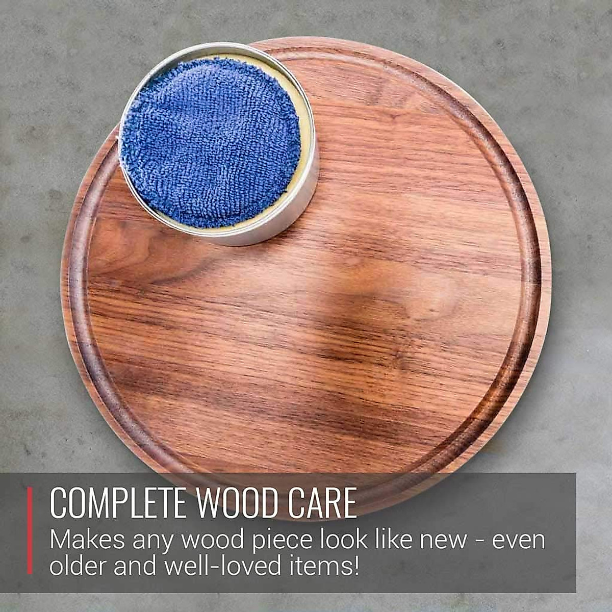 Wood Wax - Applicator included - made with Coconut Oil and Beeswax - Food Grade - for Cutting Board, Bowl, wooden utensils