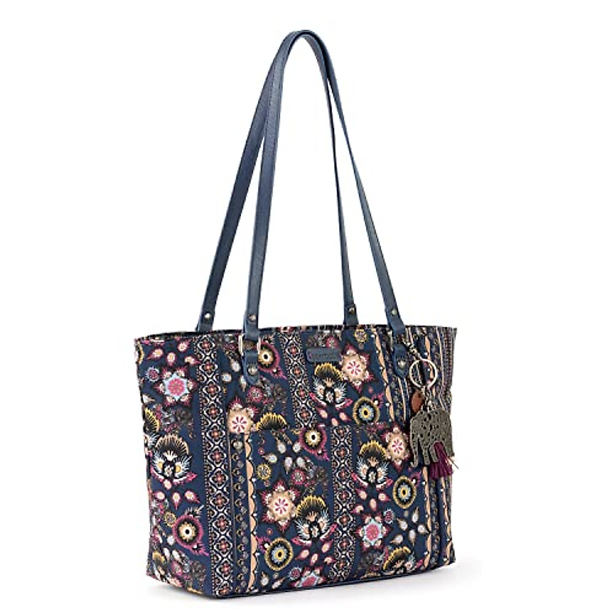 Sakroots Tote Bag in Eco-Twill, Large & Roomy with Zip Closure, Sustainable & Durable Design, Lining Made from Recycled Materials, Navy Tapestry World