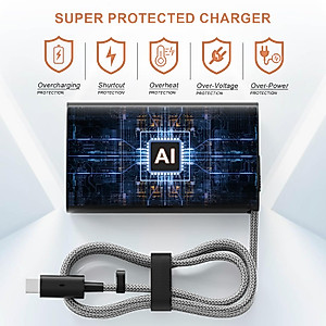 Charger for Dell 65W USB-C Laptop Charger Latitude 5400 5410 5420 5430 5440 5450 Power AC Adapter with Power Cord Cable, Black, HA65NM190