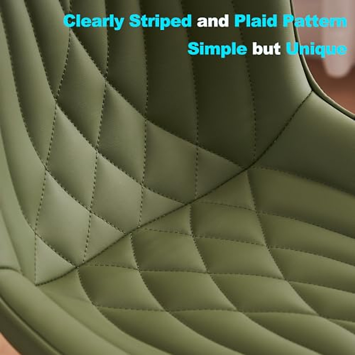 YOUTASTE Office Chair Armless Desk Chair Small Computer Swivel Rolling Chair with Wheels, Modern Upholstered PU Leather Computer Task Chair, Adjustable Home Office Desk Chairs, Olive Green