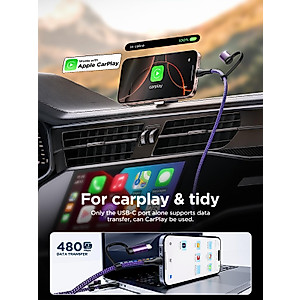 4 in 1 Fast Charging Cable 60W 6FT Apple MFi Certified USB C to Lightning Cable Nylon Braided USB A/C to C/Lightning Cable Multi iPhone Charger Cord for iPhone 16 15 14 13 Pro/iPad/Samsung/MacBook