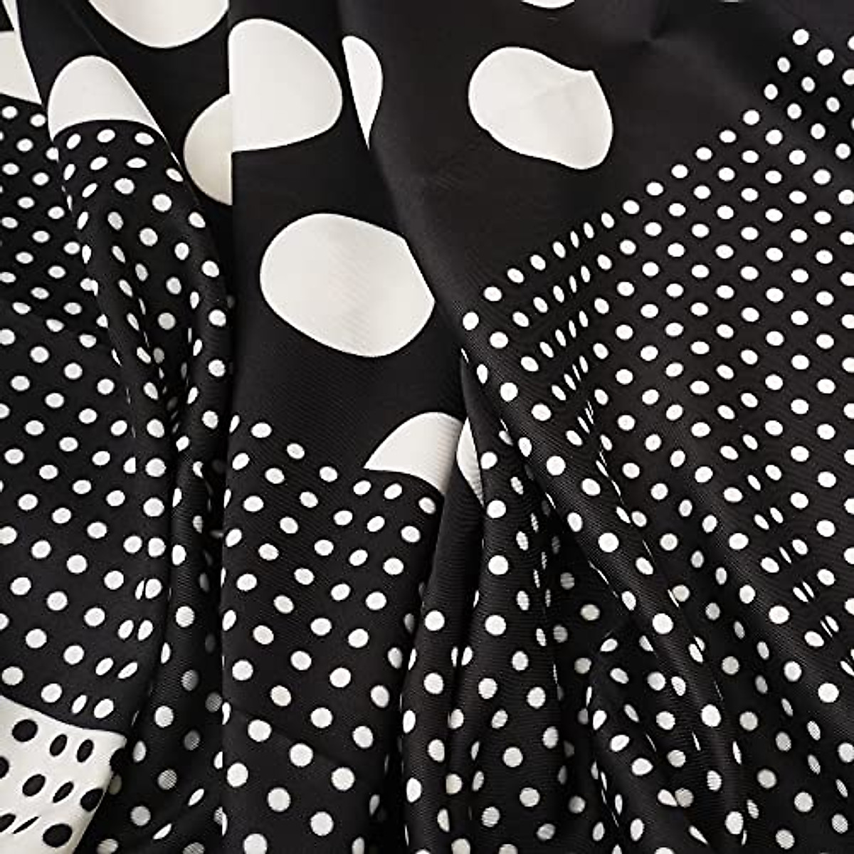 YOUR SMILE Silk Like Scarf Women's Fashion Pattern Large Square Satin Headscarf Headdress (Polka dot)