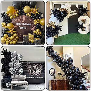 50pcs Black Star Balloons Mylar, Black Spike Explosion Star Foil Balloons Metallic, Black Starburst Cone Point Star Balloons for New Year Eve, Halloween, Graduation, Birthaday, Wedding Decorations