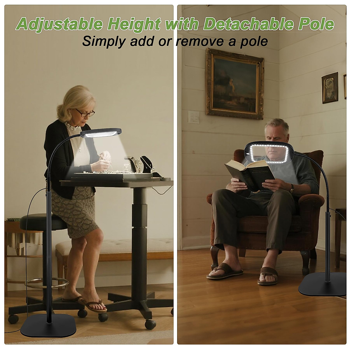 10X Magnifying Glass with Light and Stand, Desktop Hands Free Magnifier, Lighted Magnifying Glass for Close Work Reading Hobbies Crafts Repair