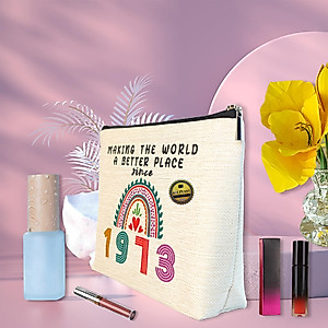 52nd Birthday Gifts for Women, Funny 1973 52nd Birthday Decorations Makeup Bag, Anniversary 52 Year Old Gift Ideas for Her, Wife, Sister, Mom, Aunt, Cool Cosmetic Travel Bags for Mothers Day Christmas