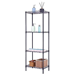 Volowoo 4-Tier Wire Shelving Unit,4 Shelves Unit Metal Storage Rack Durable Organizer Perfect for Pantry Closet Kitchen Laundry Organization,Black