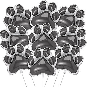Hungdao 9 Pcs 28 x 26 Inch Dog Paw Balloons Paw Print Foil Balloons Large Puppy Birthday Party Supplies Balloons for Baby Shower Pets Dog Themed Party Decorations (Grey)
