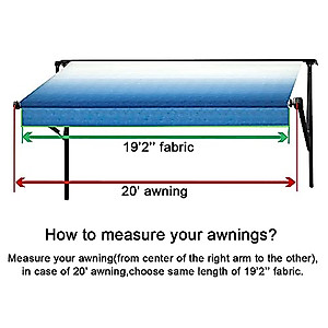 Suncode RV Awning Fabric Replacement Waterpoof Universal Outdoors Canopy for Camper,Trailer,and Motorhome Awning Replacement Premium Grade Vinyl RV Canopy Replacement 20'(Fabric 19'2") Black Strip
