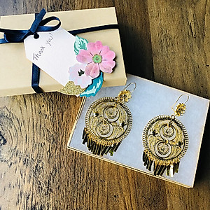 Folklorico Mexican Gold Earrings, Figure 8 (Large), Day of the Dead, Mexican Earrings