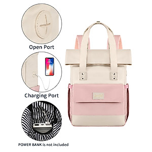 Janiful Convertible Backpack Tote,Work backpack for Women,Teacher Nurse Tote Backpack with USB Charging Port,Anti Theft for Travel Airline,Wide Top Open Bookbag fits 15.6 Inch Laptop