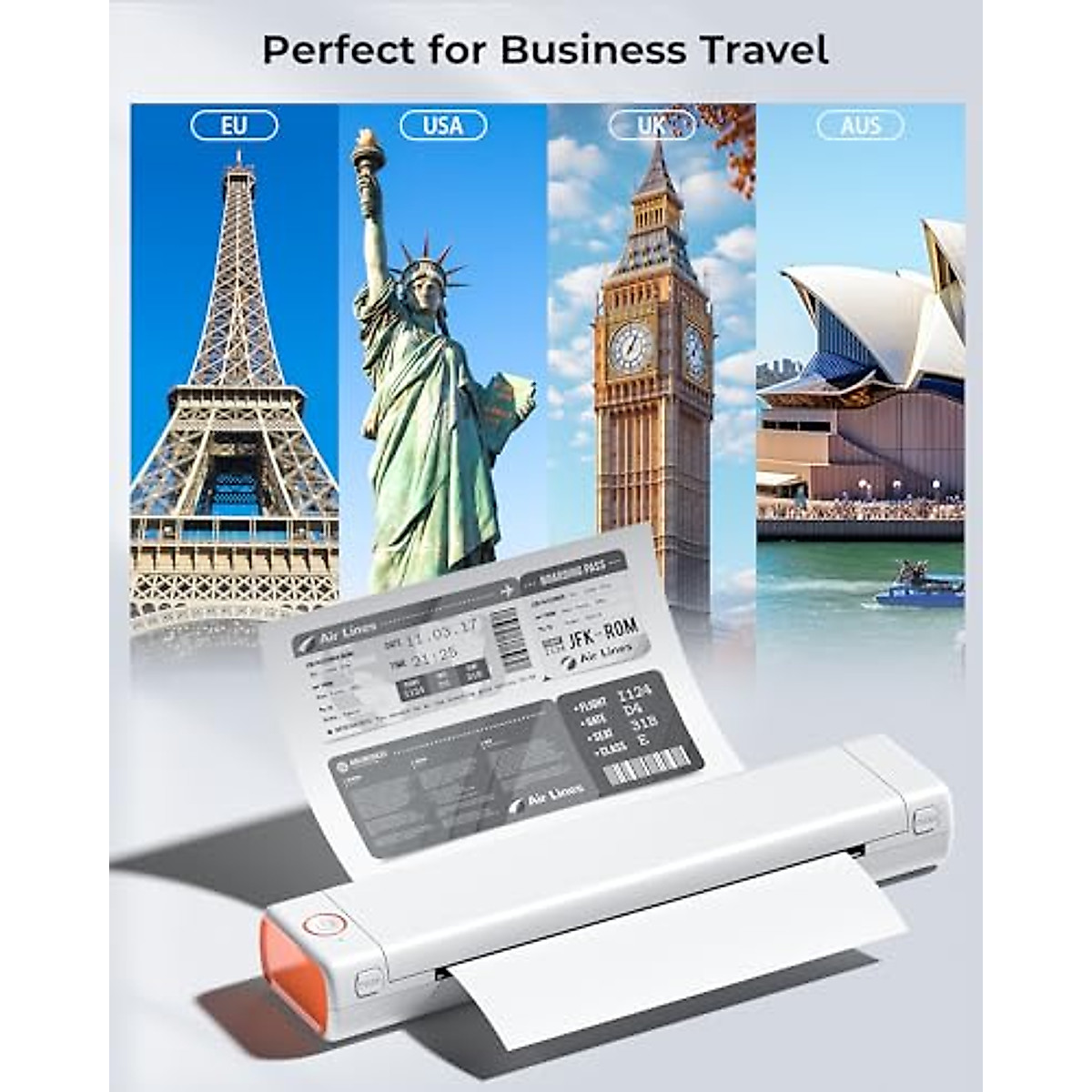 Phomemo Portable Printers Wireless for Travel, Support 8.5" X 11" US Letter Thermal Paper, Bluetooth Thermal Printer Compatible with iOS, Android & Laptop, Inkless Printer for Office, Home, School