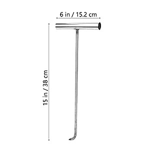 GANAZONO 2pcs Manhole Cover Hook Stainless Steel T Style Handle Long Pull Hook Llift Hooks Drain Grate Lifter Storm Drain Cover Hook for Garden Street Home Shutter Doors