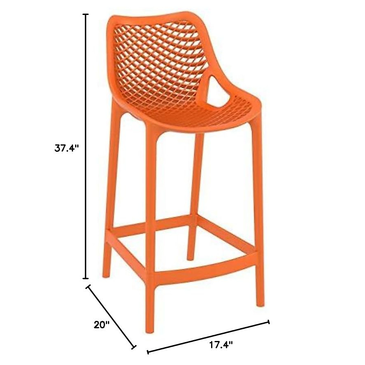 Home Square Patio Counter Stool in Orange Finish - Set of 2