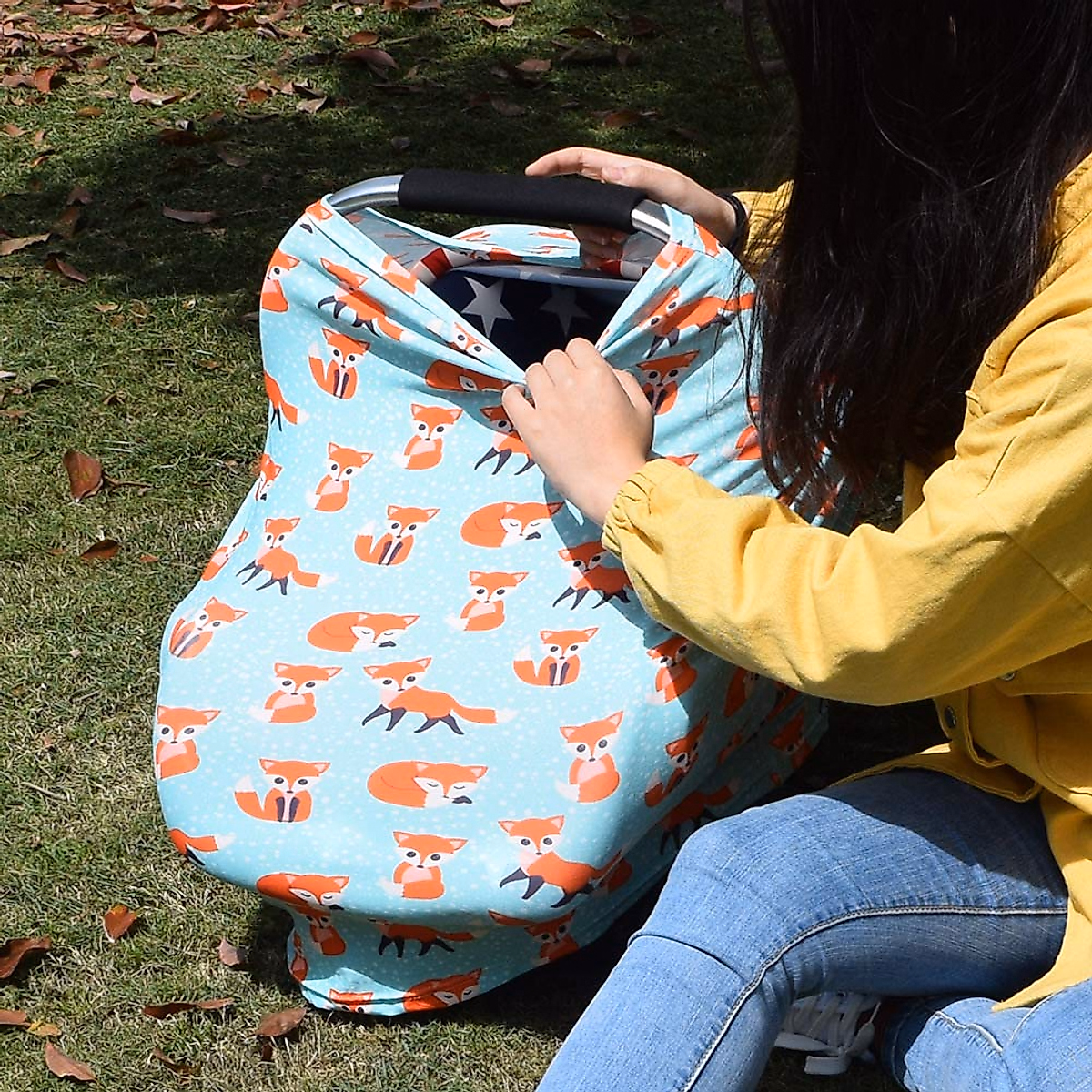 Nursing Cover,Breastfeeding Scarf,Baby Car Seat Covers Canopies,Infant Stroller Cover for Girls and Boys Baby Shower Gifts (Fox)
