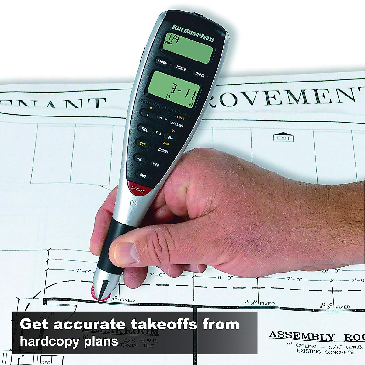 Calculated Industries 6135 Scale Master Pro XE Advanced Digital Plan Measure for Estimating Plan Takeoffs on Printed Blueprints | 91 US Imperial and Metric | 10 Custom Scales for Out of Scale Plans , White