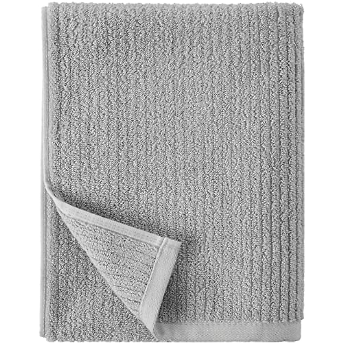 Amazon Aware 100% Organic Cotton Ribbed Bath Towels - Hand Towels, 4-Pack, Light Gray