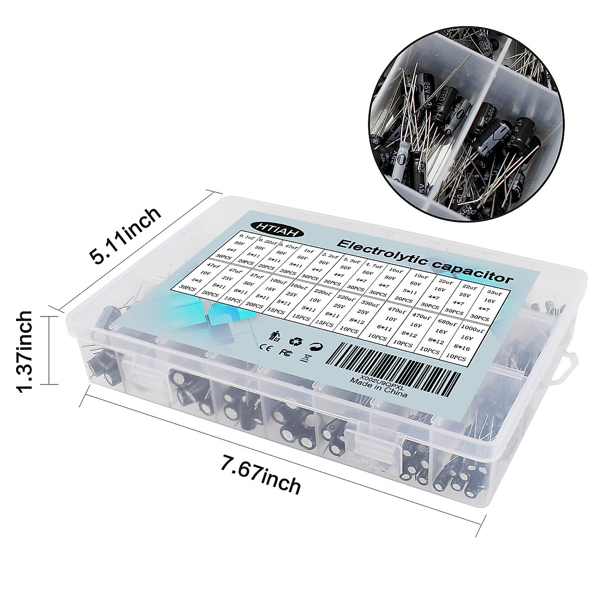 24 Values 500 Pcs Aluminum Electrolytic Capacitor Assortment Box Kit Range 0.1uF~1000uF MFD 10V/16V/25V/50V Radial Electrolytic Capacitors for TV, LCD Monitor, Radio, Stereo, Game